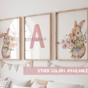 Bunny Nursery Wall Art Set of 3 Prints Bunny Nursery Decor Watercolor ...