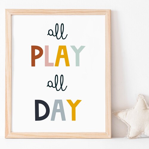 Play All Day Print Playroom Decor Printable Wall Art - Etsy