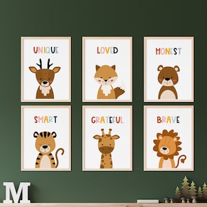 ANIMALS Affirmation Prints, Nursery Animals Prints, Affirmation Wall ...