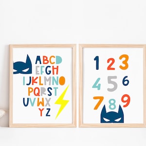 Superhero Nursery Print, Set of 2, Superhero Kids Art, Superhero ...