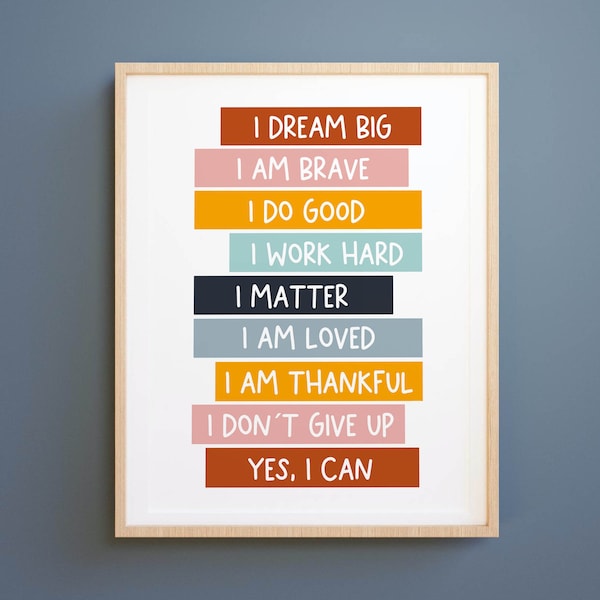 Positive Affirmations Wall Art Kids - Etsy
