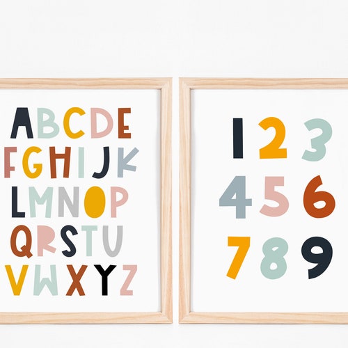 Digital Prints Rainbow Color ABC Print Nursery Wall Art Colorful ...