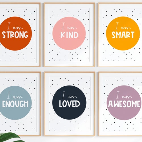 Playroom Wall Art Set Positive Affirmations for Kids - Etsy