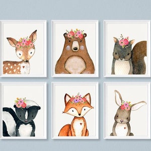 Set of 6 Woodland Nursery Decor, Watercolor,woodland Nursery Prints ...