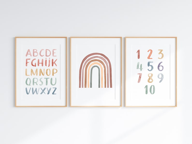Rainbow Alphabet Posterwatercolor Rainbow ABC Print Numbers - Etsy