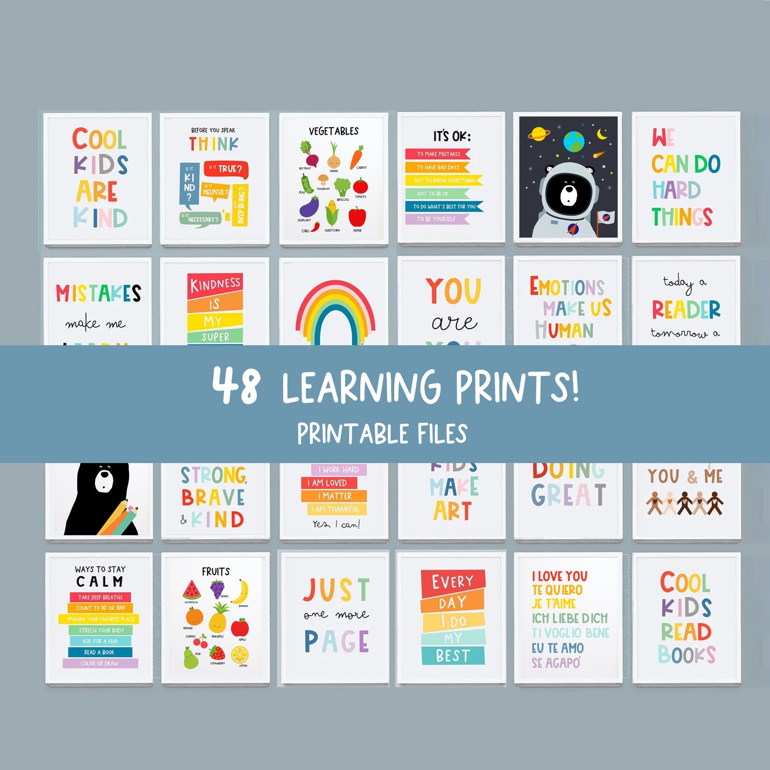 Set of Educational Posters 48 Home School Printablesalphabet - Etsy Canada