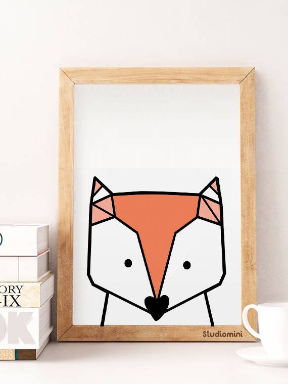 Geometric Fox PRINTABLE ART POSTER Fox Wall Print nursery - Etsy