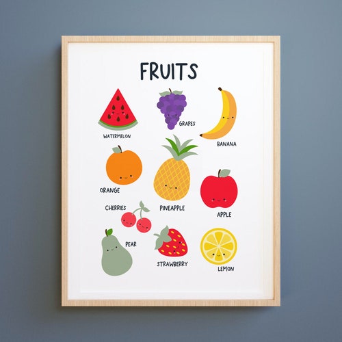 Educational Fruits Print Fruits Chart Printable Classroom - Etsy