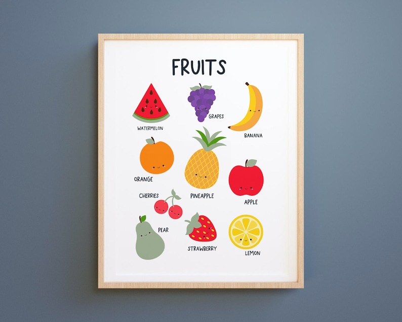 Educational Fruits Print Fruits Chart Printable Classroom | Etsy