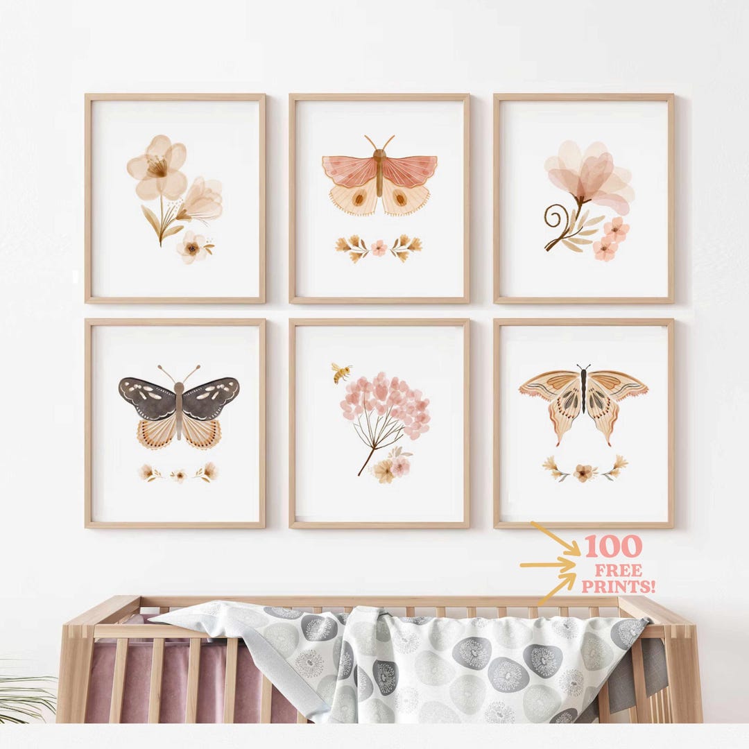 Boho Butterfly Nursery Print: Blush Pink Decor (digital Download) - Etsy