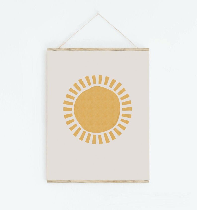 Boho Nursery Prints Set: Rainbow and Sun Wall Art (digital Download ...