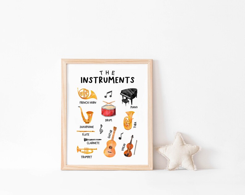 Instruments learning print Musical Instruments Art | Etsy