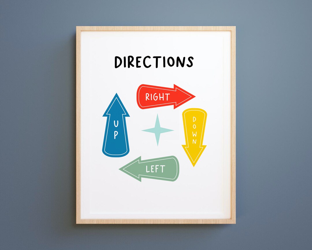 Direction Poster, Educational Print, UP DOWN Learn Printable Wall Art ...