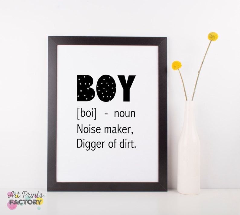 SALE // Boy Definition Print Room Decor Monochrome Print | Etsy