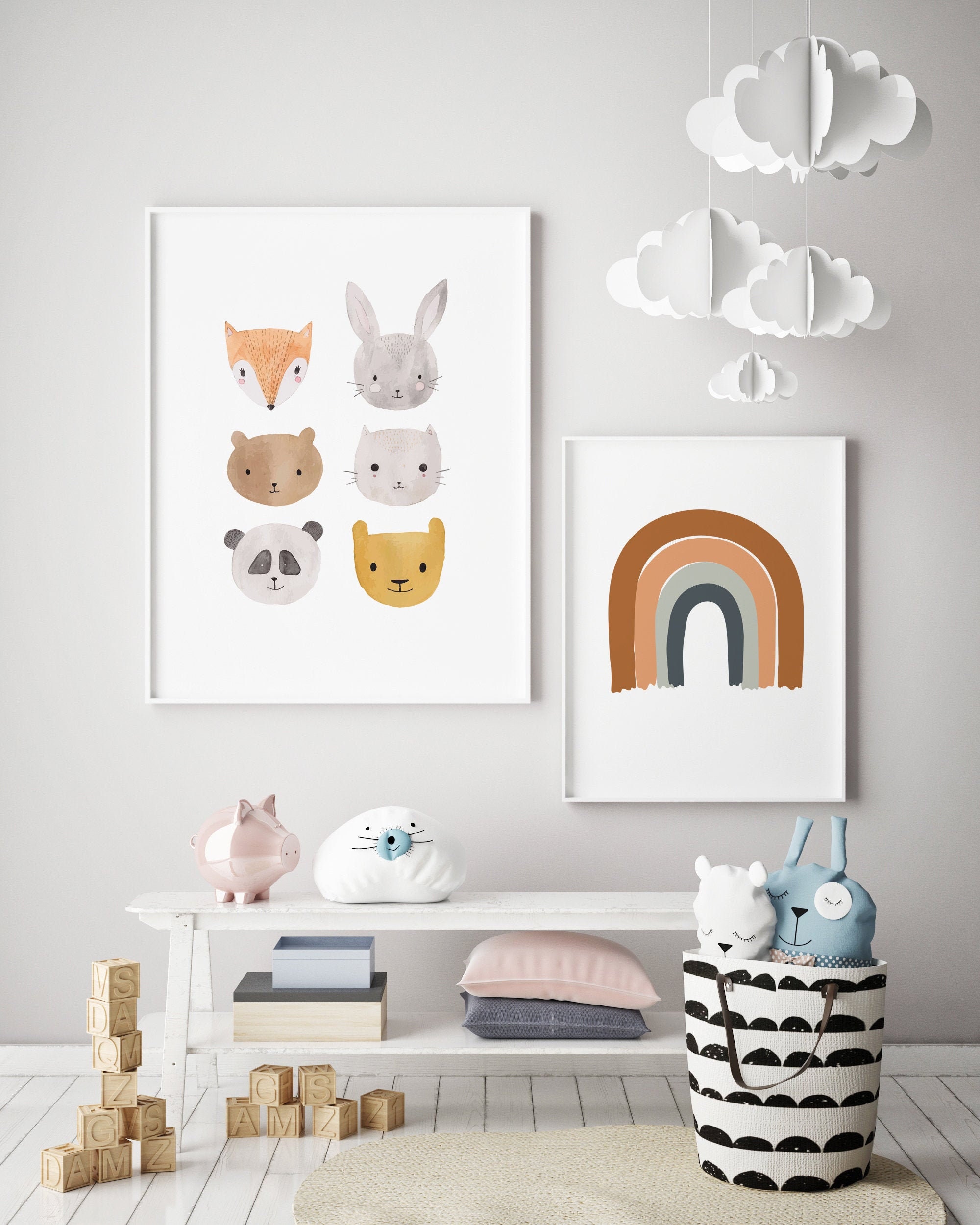 Woodland Nursery Decor Woodland Animals Prints Rainbow Room | Etsy