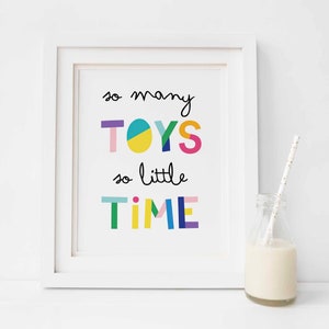 Playroom Printable,colorful Wall Art, so Many Toys so Little Time, Book ...