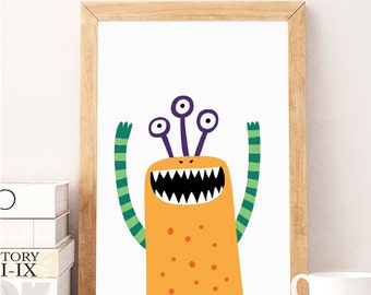 Cute Monster Art | Etsy