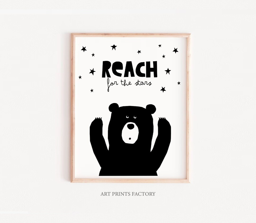 Baby Bear, Reach for the Stars, Woodland Nursery Decor, Digital ...