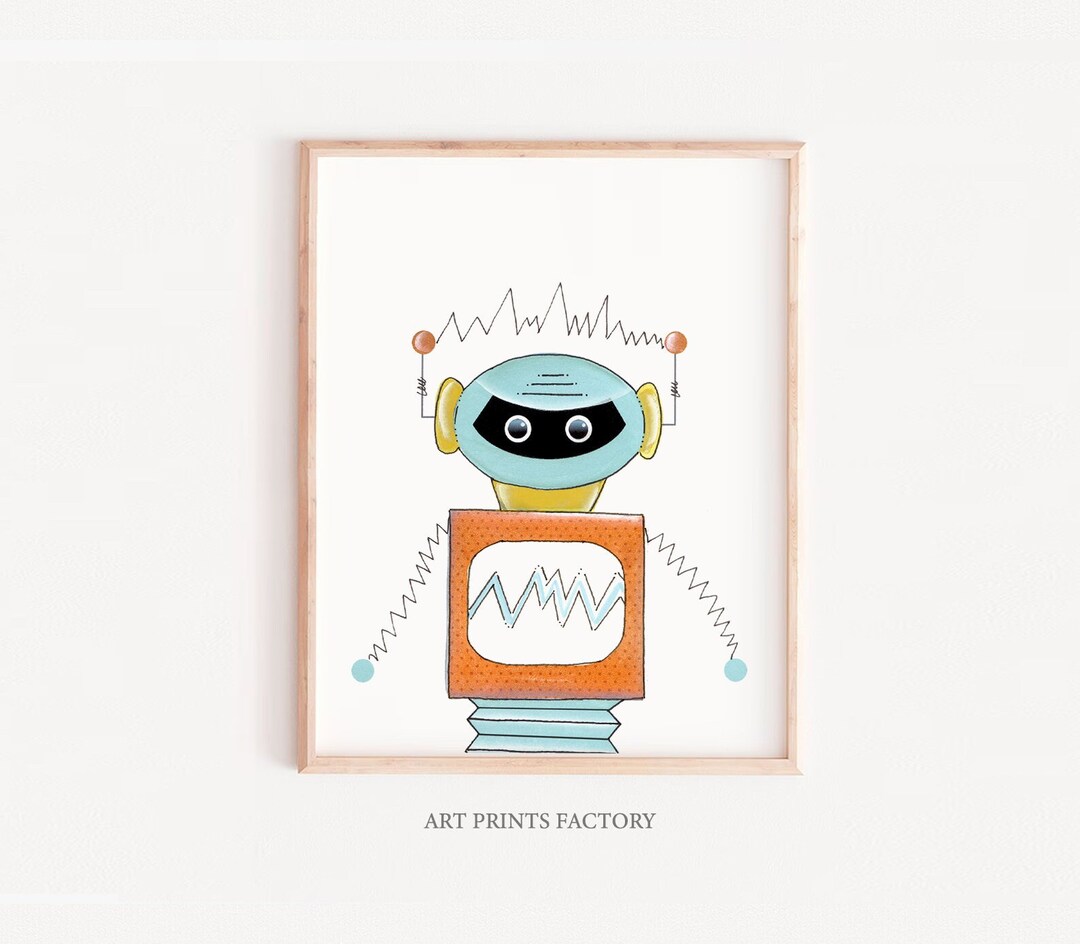 Robot Nursery Print, Kids Wall Art, BOYS Wall Art, Print Nursery Decor ...