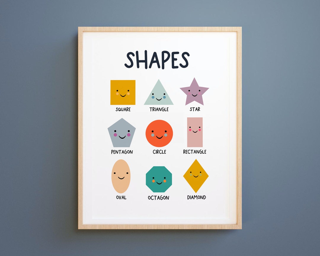 Kids Wall Art, Geometric Shapes Print, Educational Prints, Playroom ...