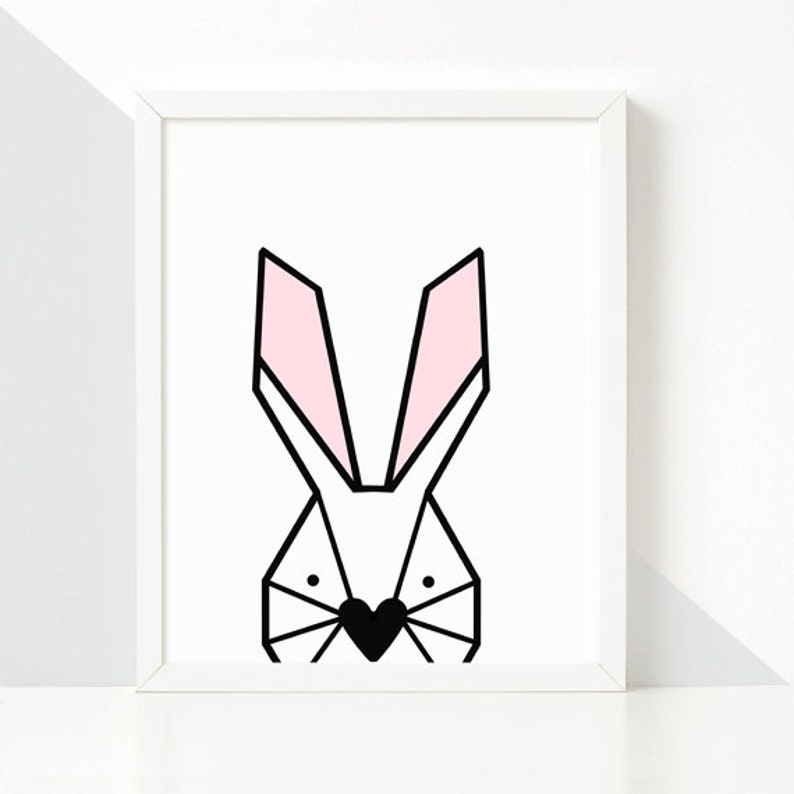 Geometric BUNNY Geometric Bunny Print Minimalist Poster - Etsy