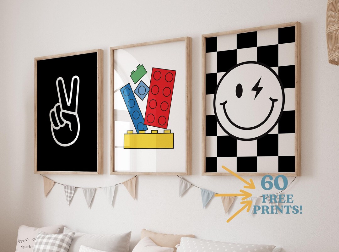 Building Blocks Prints: Set of 3 Modern Playroom Posters (digital ...