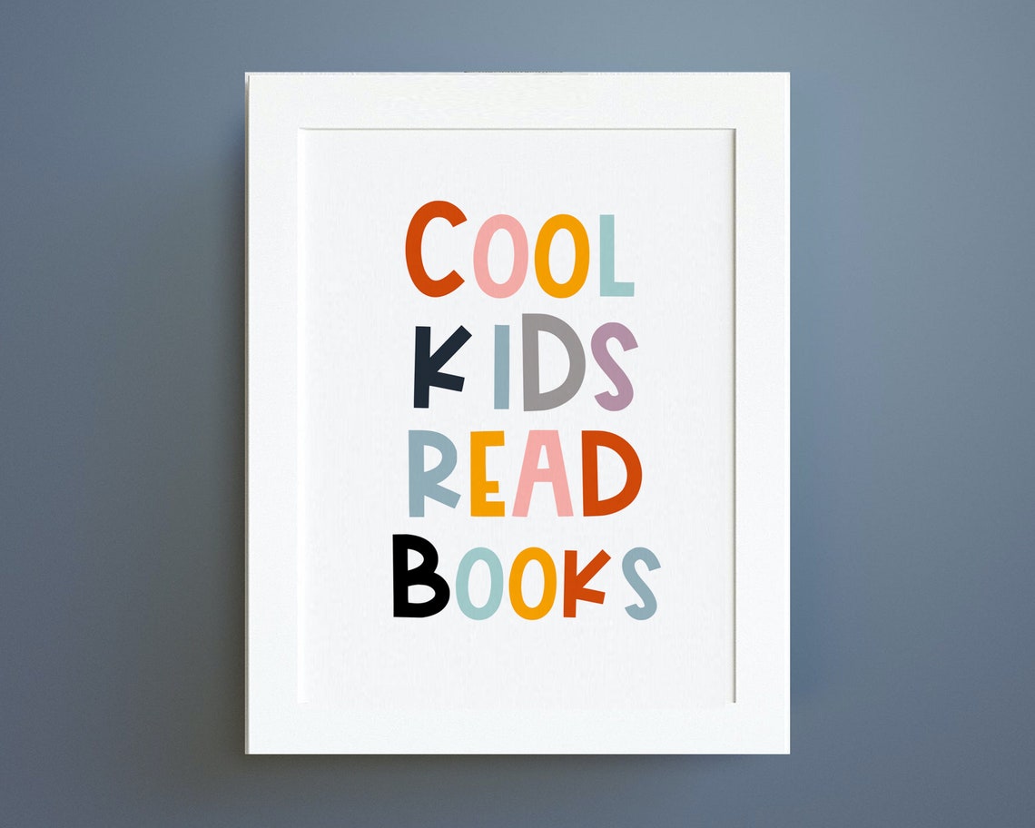 COOL kids read books read Quote Sign Book Lover Gift Kids | Etsy