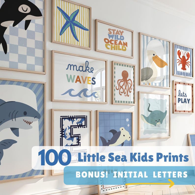 Ocean Animal Prints: Nautical Kids Room Decor (digital Download) Under ...