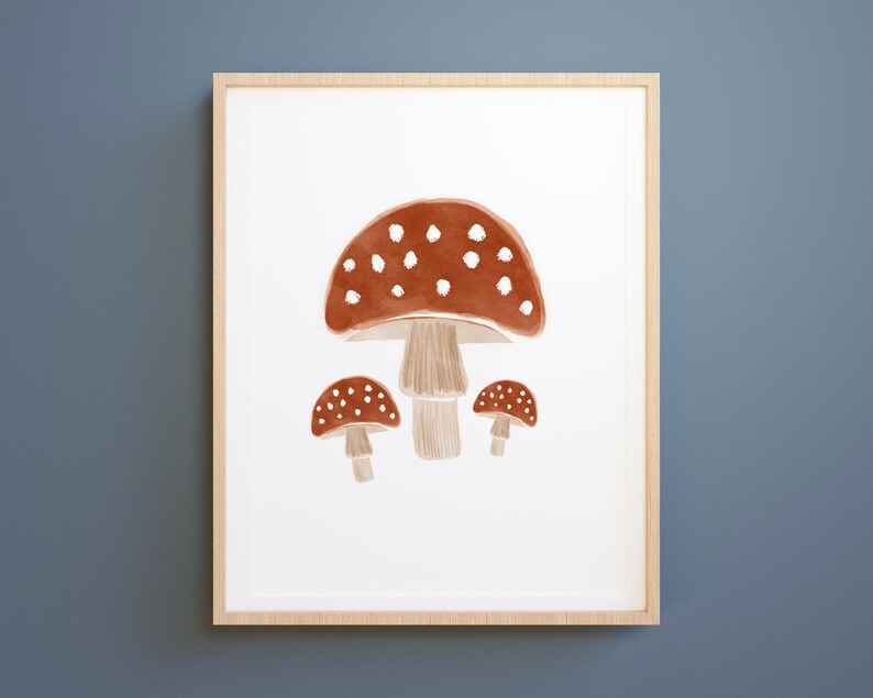 Red Mushroom Print Mushroom Art Print Girls Wall Art - Etsy