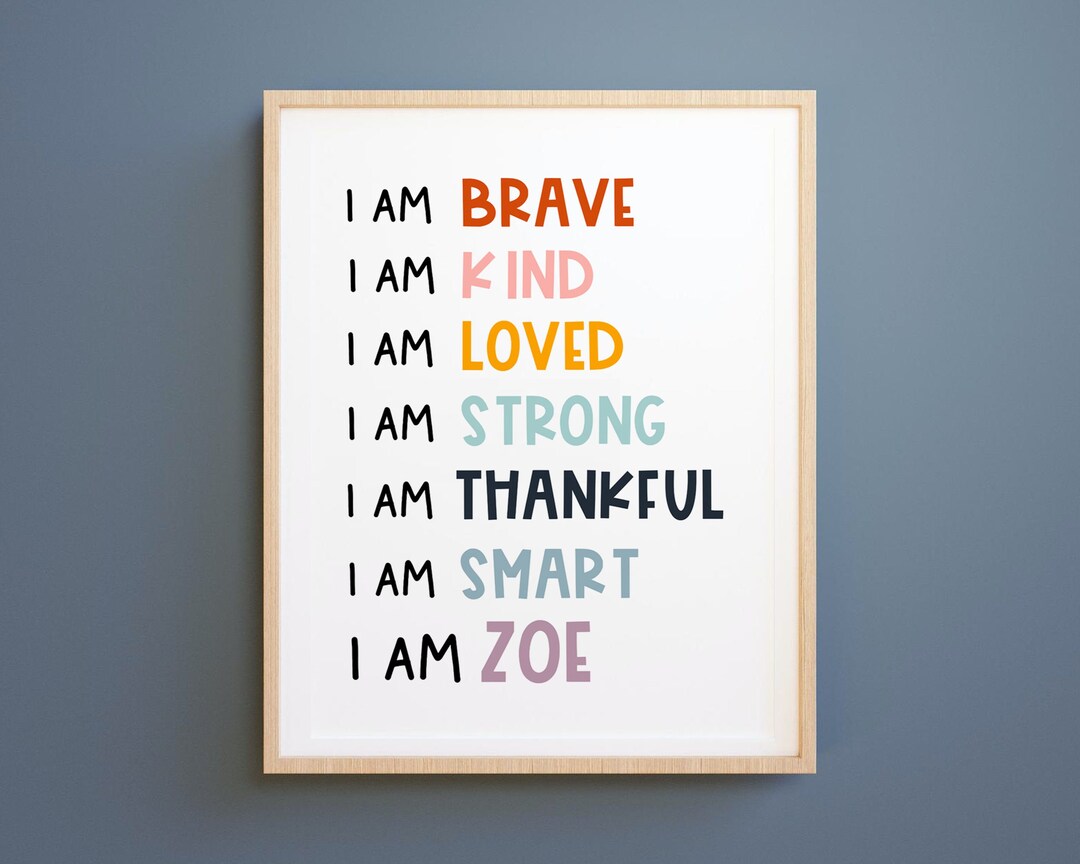 Custom Name Affirmation Print: Kids Positive Quote (digital Download ...
