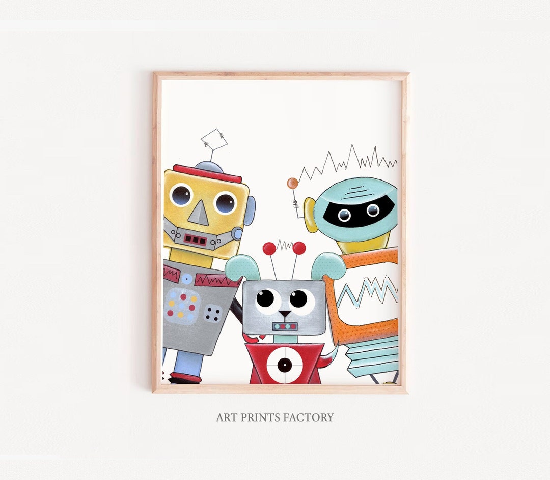 ROBOTS Poster, Robots Selfie, Robot Printable Art, Robots Digital ...