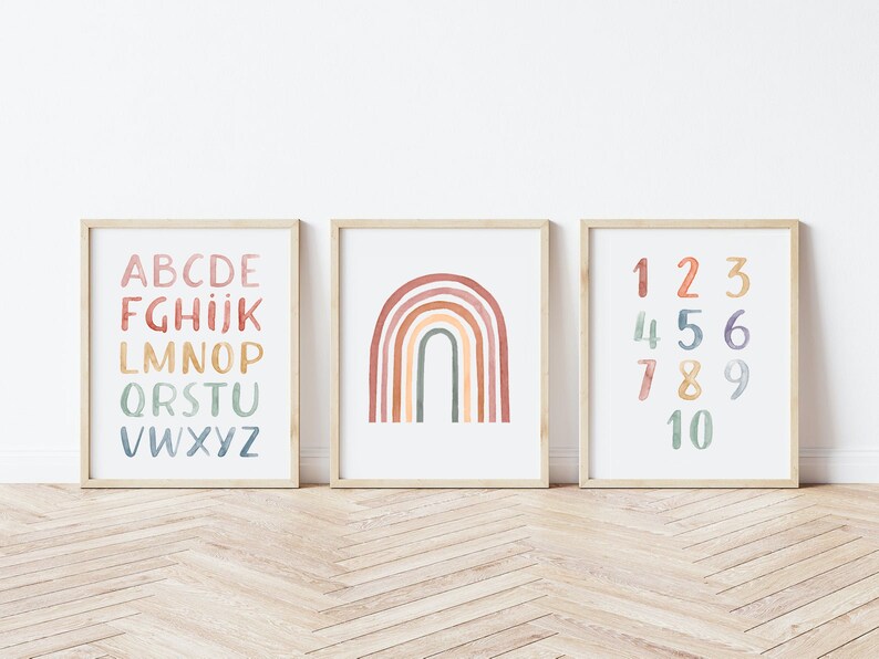 Rainbow Alphabet Posterwatercolor Rainbow ABC Print Numbers - Etsy