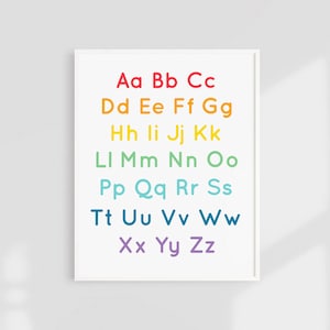 Rainbow Alphabet Print, Nursery Art, Homeschool Print, Kids Posters,abc ...
