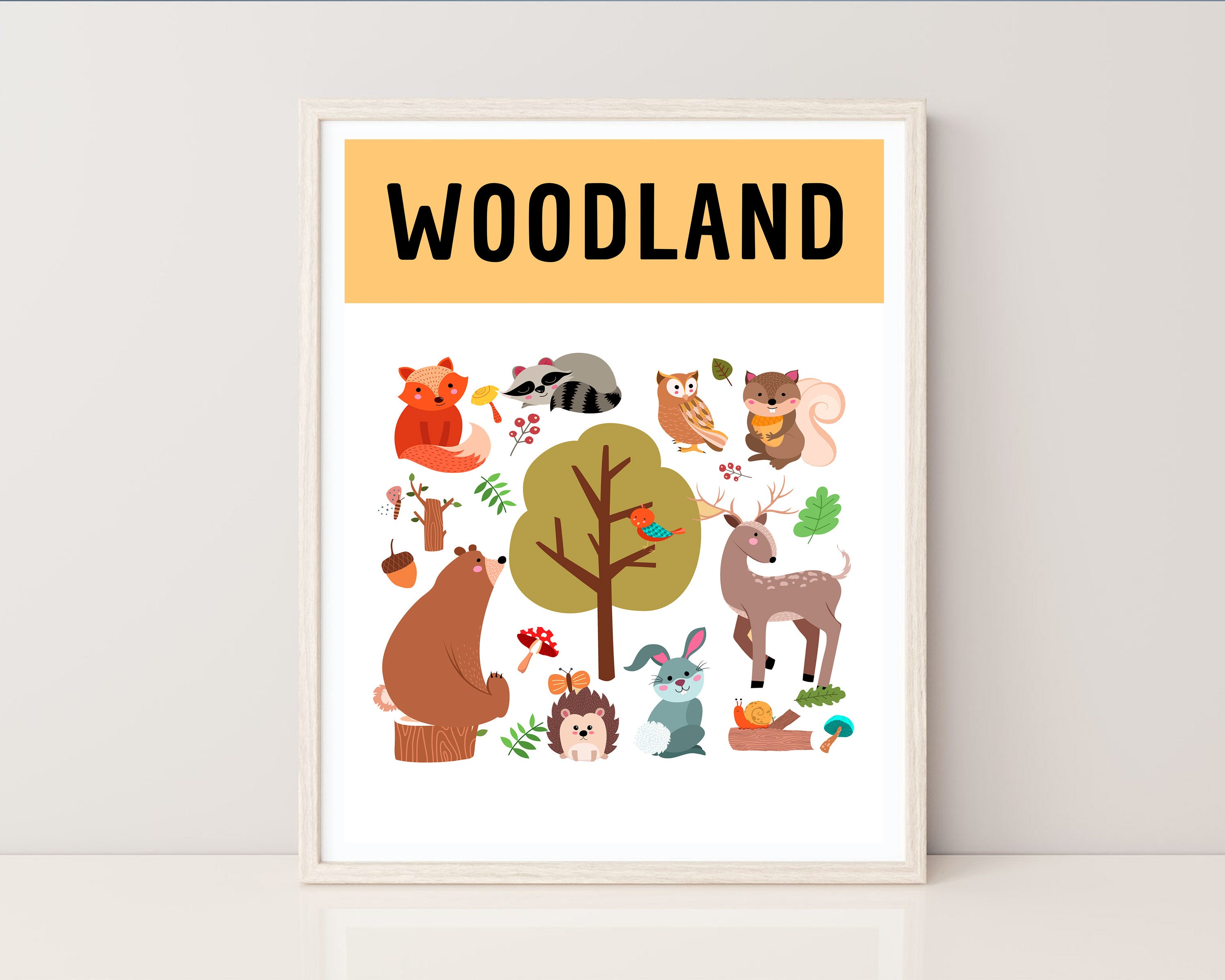 Woodland Life Print Forest Theme Poster Woodland Nursery - Etsy