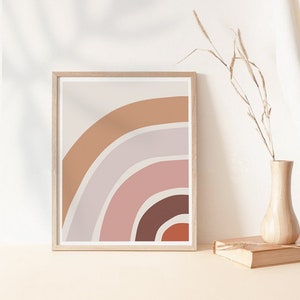 Earthy Rainbow Art Print, Instant Printable, Hand Draw Rainbow, Modern ...