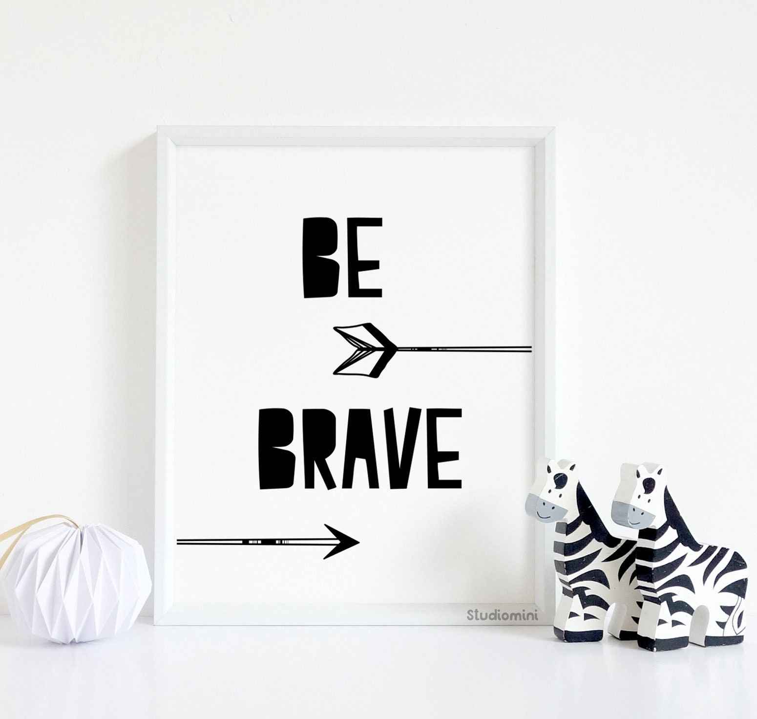 Typography Print Be Brave Poster Printable Quote Nursery - Etsy