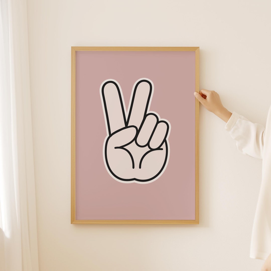 Pink Peace Sign Art Print: Preppy Room Decor (digital Download) - Etsy