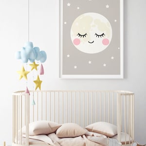 Moon Poster, Nursery Wall Decor, Sweet Moon Print, Kids Room Art ...