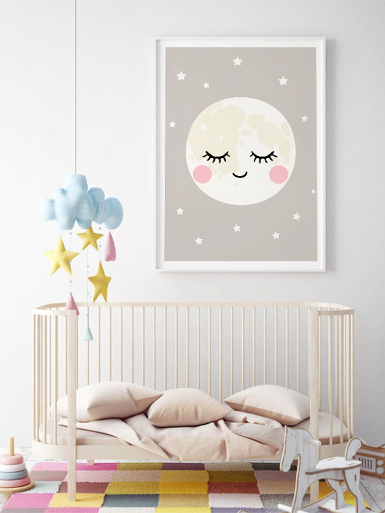 Moon Poster Nursery Wall Decor Sweet Moon Print Kids Room | Etsy