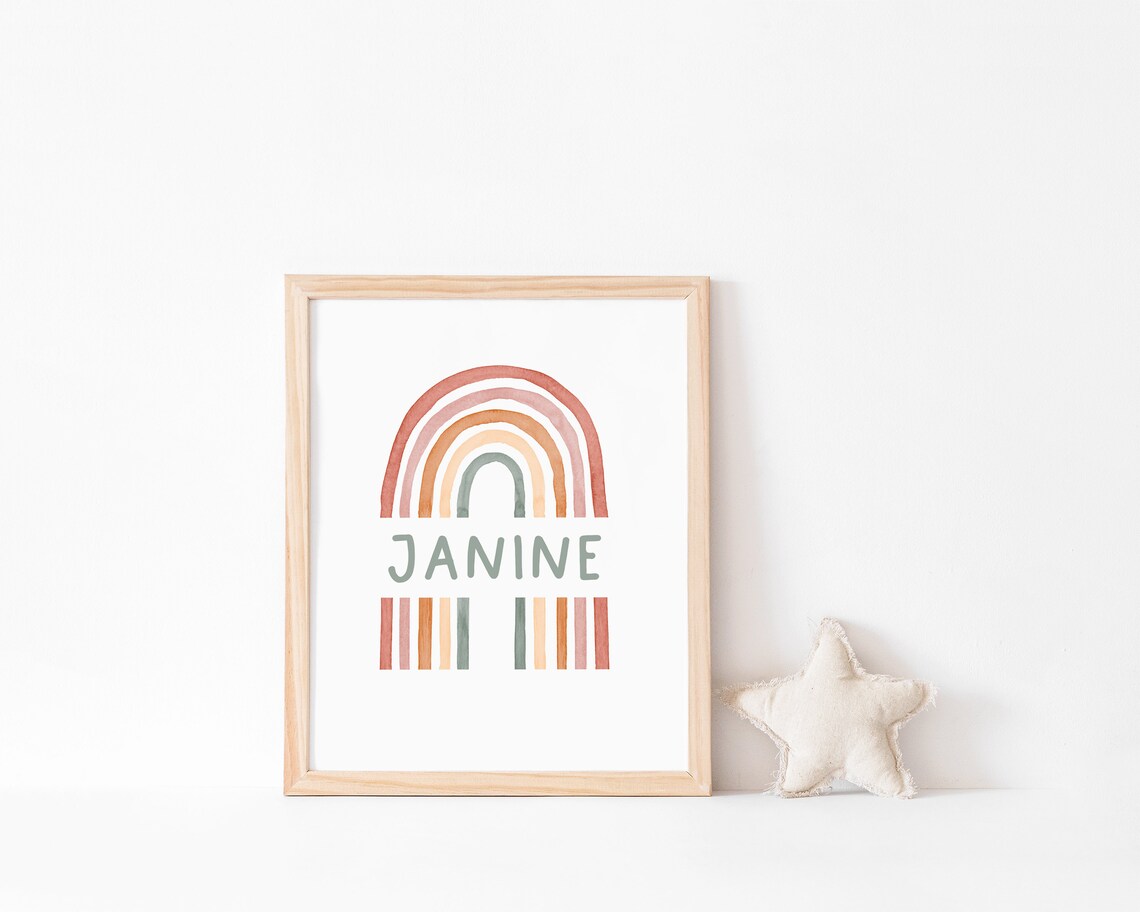 Rainbow Name Print Rainbow Print Custom Nursery Print - Etsy
