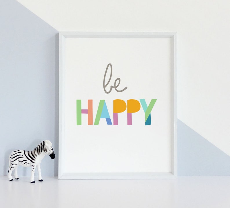 Be Happy Be Happy Printpastel Colors Be Happy Poster Be - Etsy
