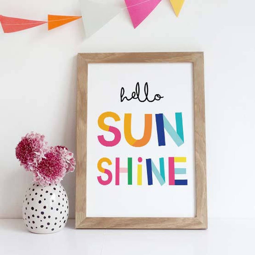 Hello Sunshine Print Nursery Wall Art Colorful Sun Print - Etsy