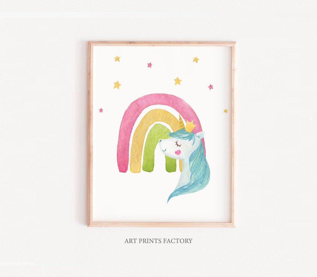 Unicorn Rainbow Wall Art: Princess Room Decor (digital Download) Girls ...