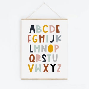 Rainbow Alphabet & Numbers Poster Set: Earth Tone Nursery Decor ...
