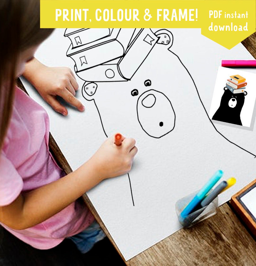 Bear Coloring Poster: Large Coloring Page for Kids (PDF Download ...