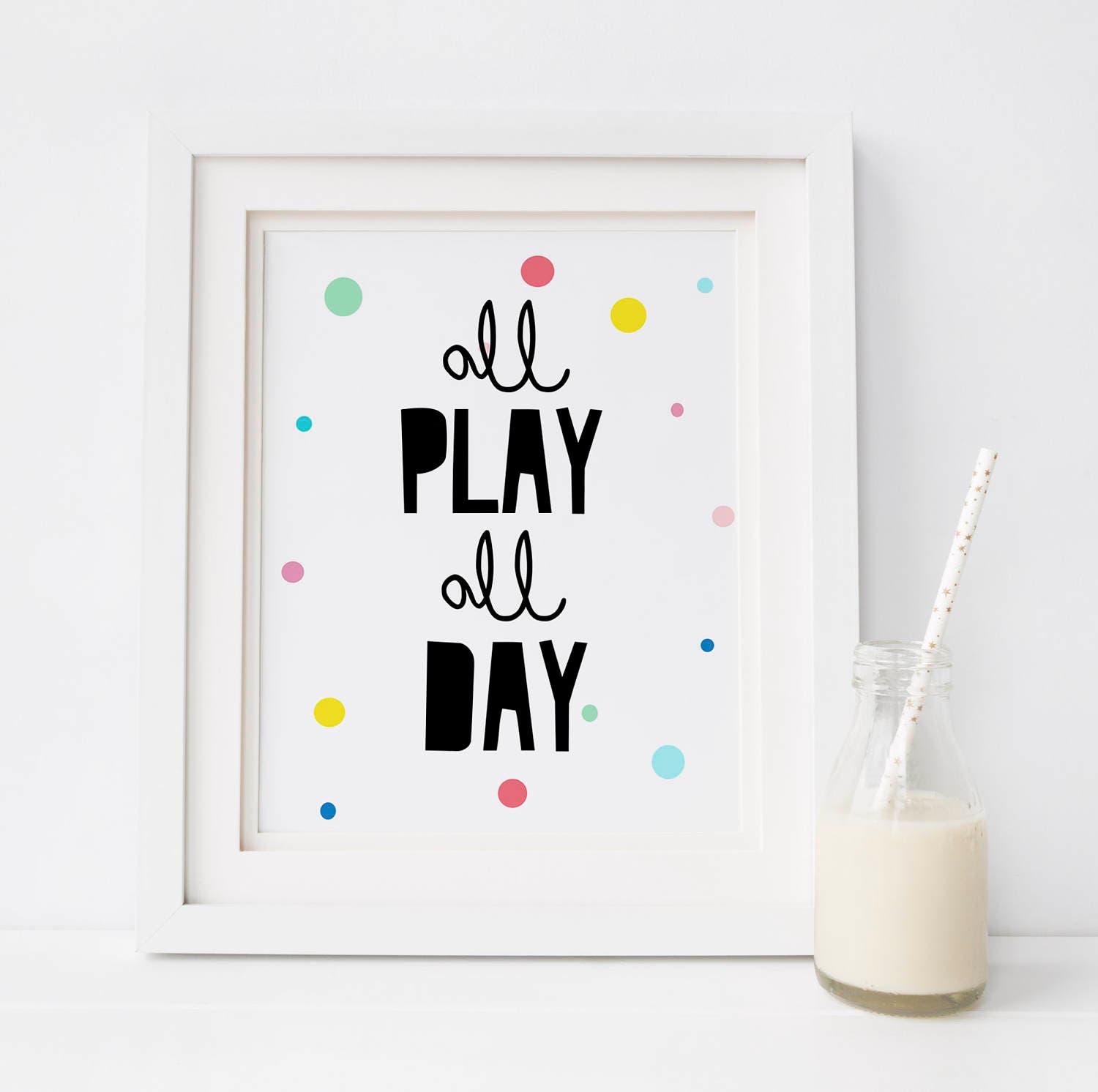 All Play All Day Quote Kids Room Decor Playroom Wall Art - Etsy