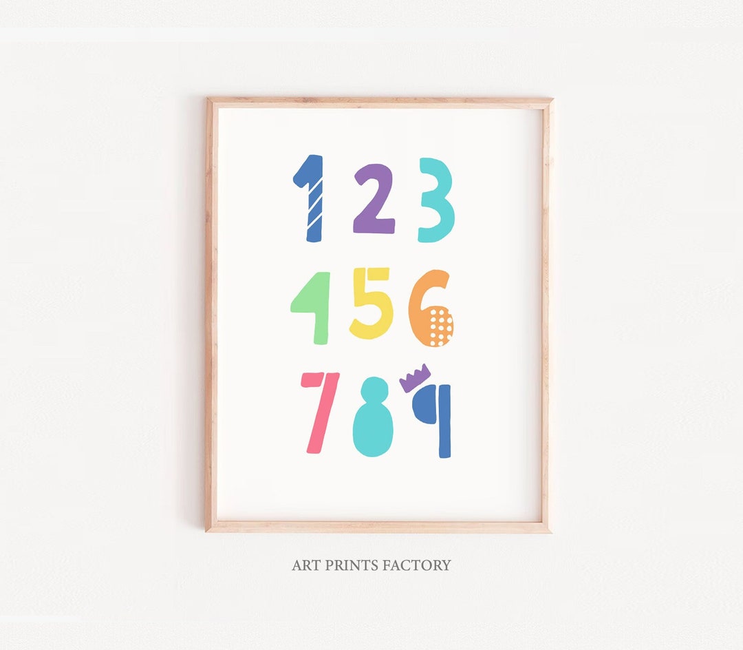 Number Poster Art,kids WALL ART, Learning Print, Numbers Print,123 Print,nursery Prints Instant ...