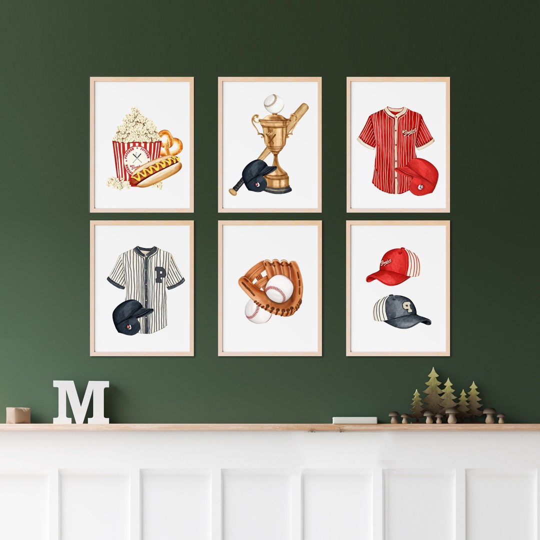 Baseball Print Set of 6, Baseball Boys Art, Baseball Printable Art ...