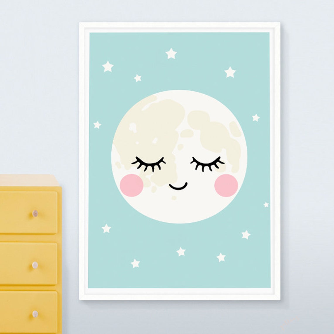 SLEEPY MOON PRINT Playroom Decor Kids Wall Art Playroom | Etsy