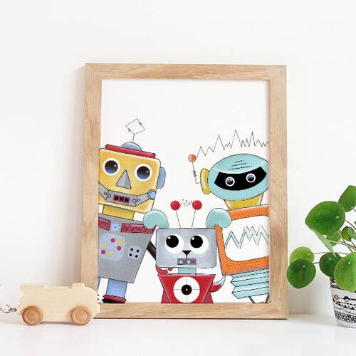 Robot Printable Art Robots Digital Printables Nursery Print - Etsy